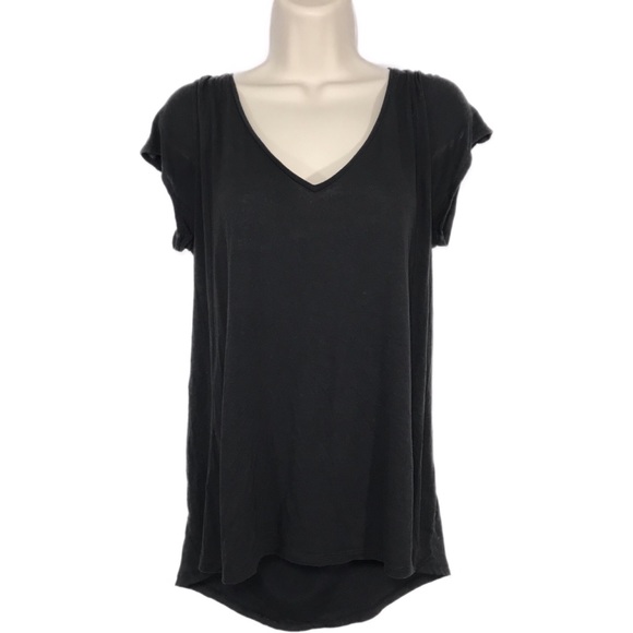 Anthropologie | Tops | Deletta Shimmerwing Top Black Open Back V Neck ...